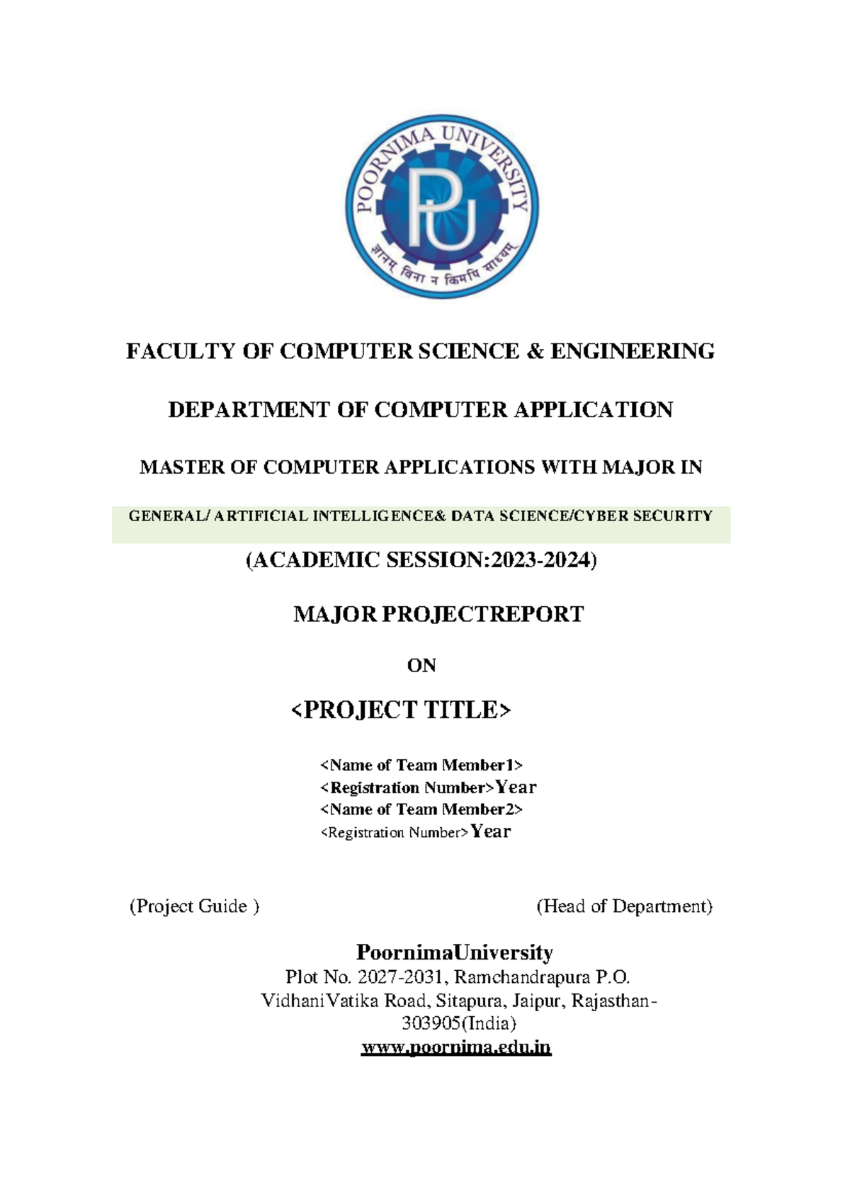 Major project Report formatc 2023-24 MCA 30032024 - FACULTY OF COMPUTER ...