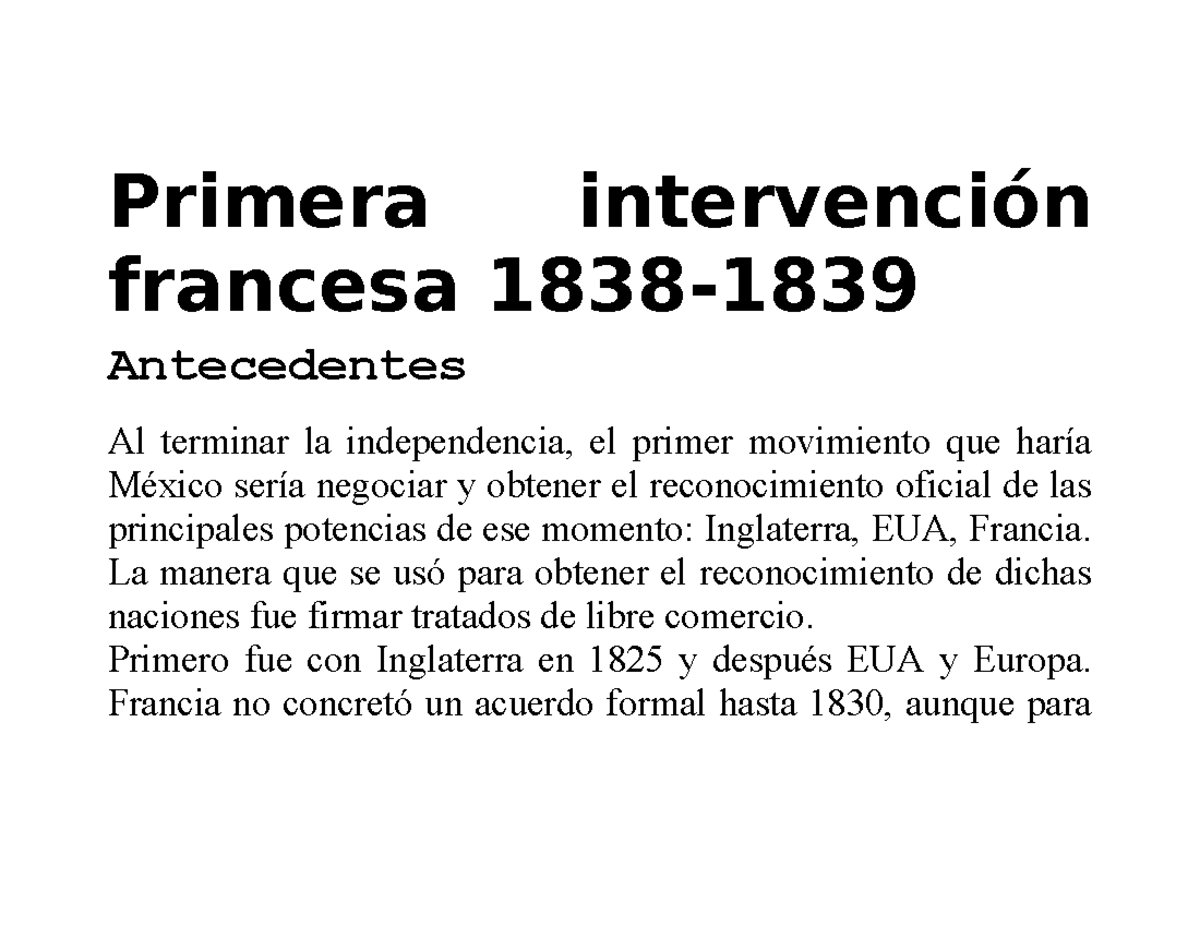 Intervencion francesa - Primera intervención francesa 1838 ...