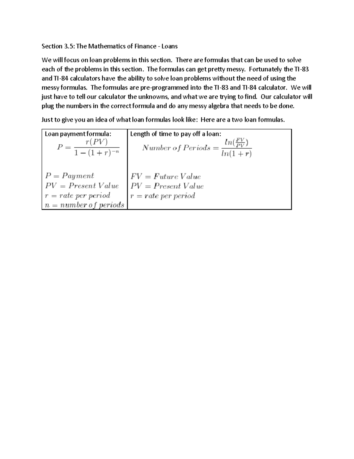 Section 3 - None - Section 3: The Mathematics of Finance - Loans We ...