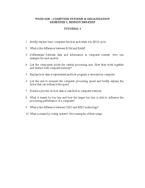 Tutorial 1 - Sample answer for Computer System - WIX1003 – COMPUTER ...