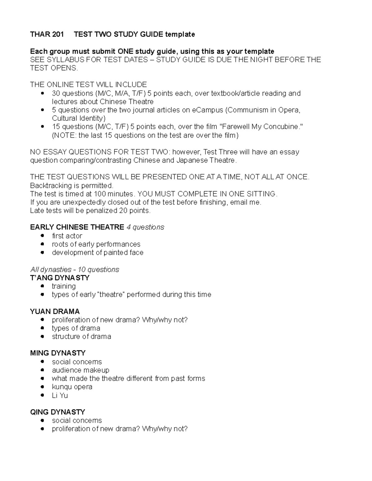 Intro to World Theatre Test #2 Review - THAR 201 TEST TWO STUDY GUIDE ...