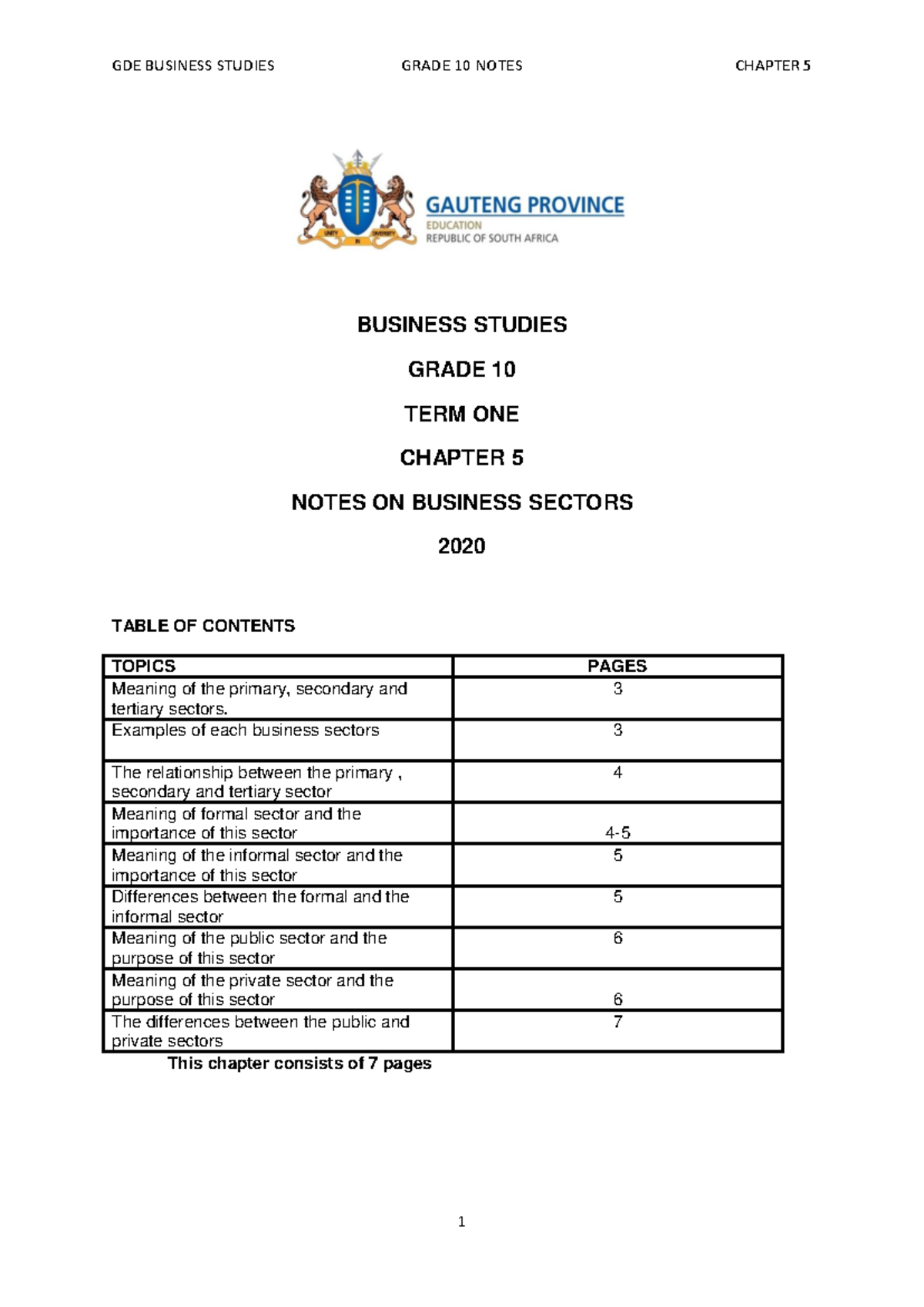 Business Sectors- Notes-GR10-2024 - BUSINESS STUDIES GRADE 10 TERM ONE ...