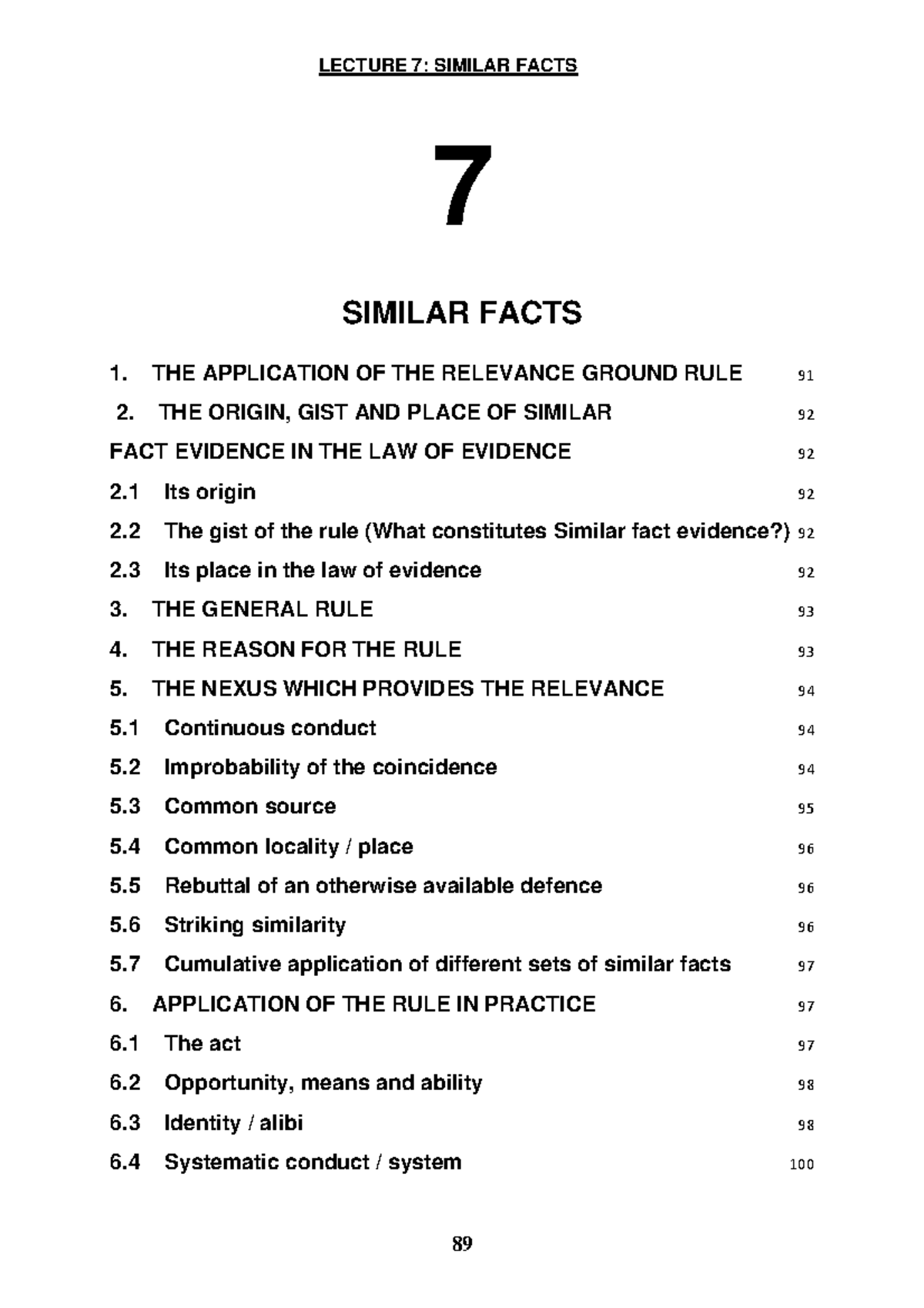 Lecture 7 Similar Facts 2023 - SIMILAR FACTS - THE APPLICATION OF THE ...