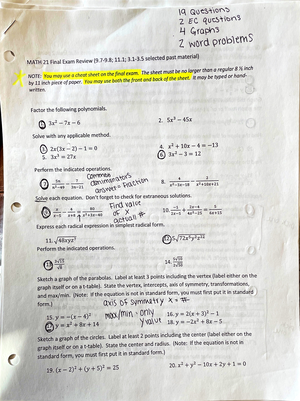 MAC1105 Practice Final Exam - Student: jaan i 2 Date: OZ f 1G 4 (O77 ...