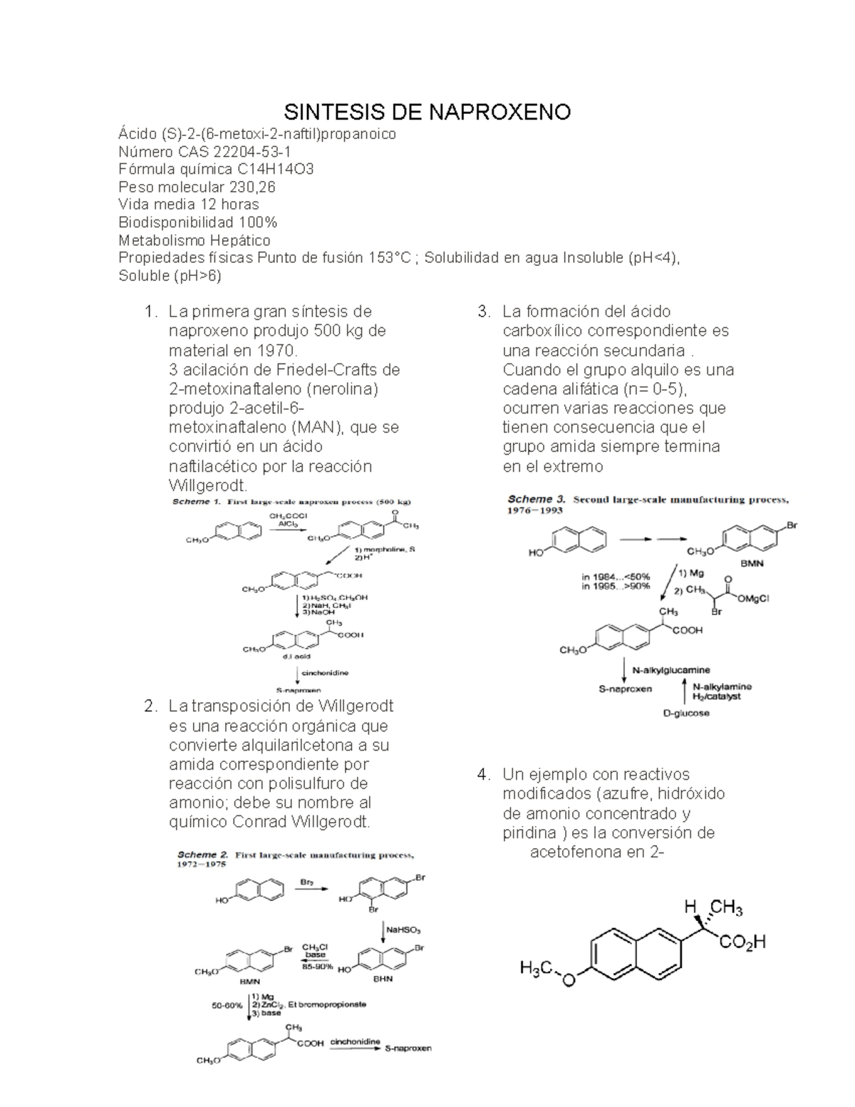 Sintesis Quimica Del Medicamento Naproxeno Sintesis De Naproxeno