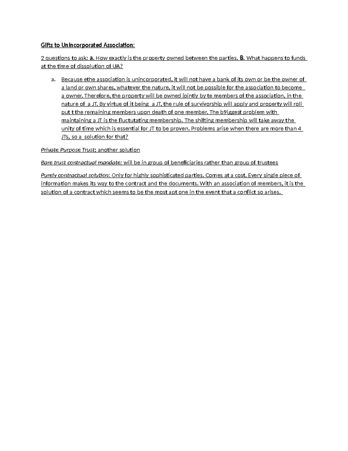 Unincorporated associations - Gifts to Unincorporated Association: 2 ...