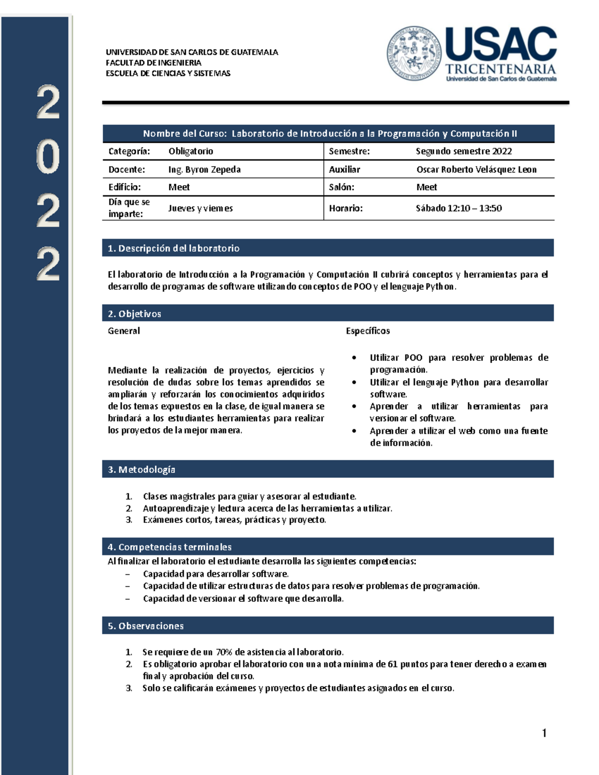 Programa Laboratorio - IPC2-2-2022 - FACULTAD DE INGENIERIA ESCUELA DE ...