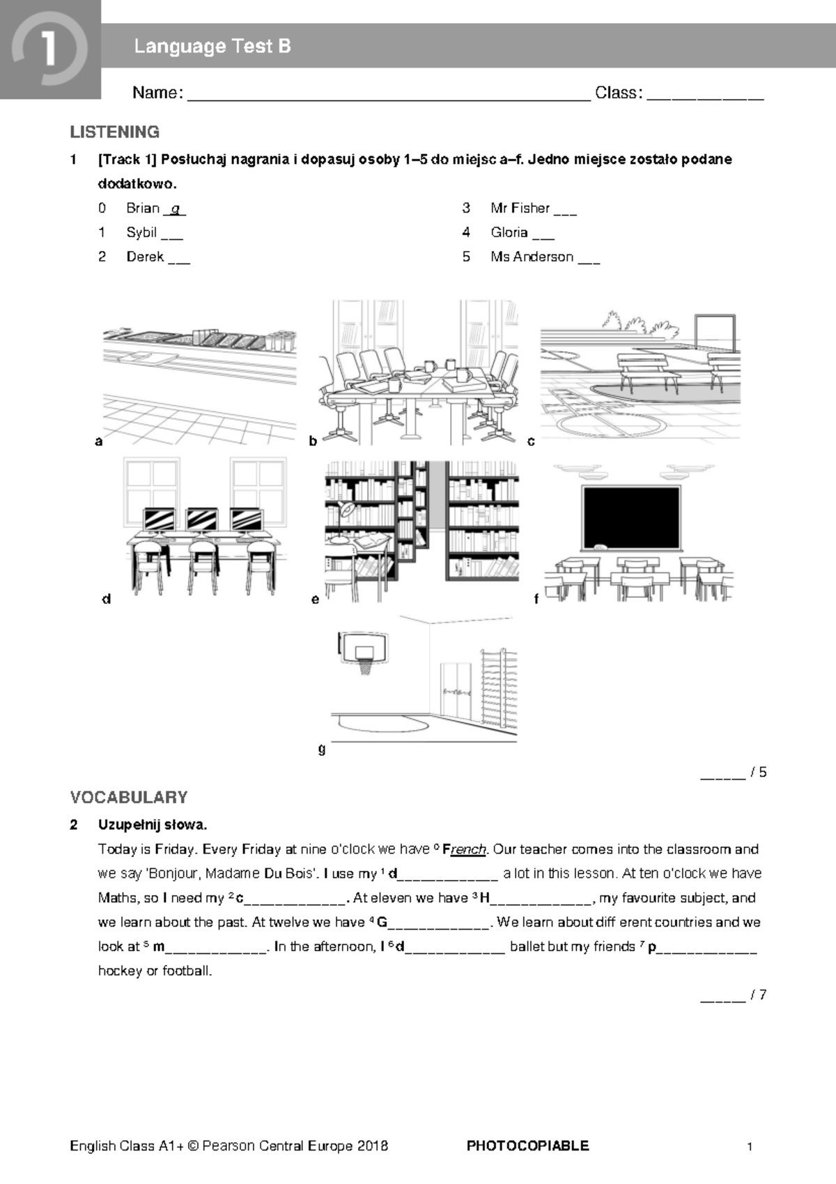 EC A1P - Language test 1B - Name ...