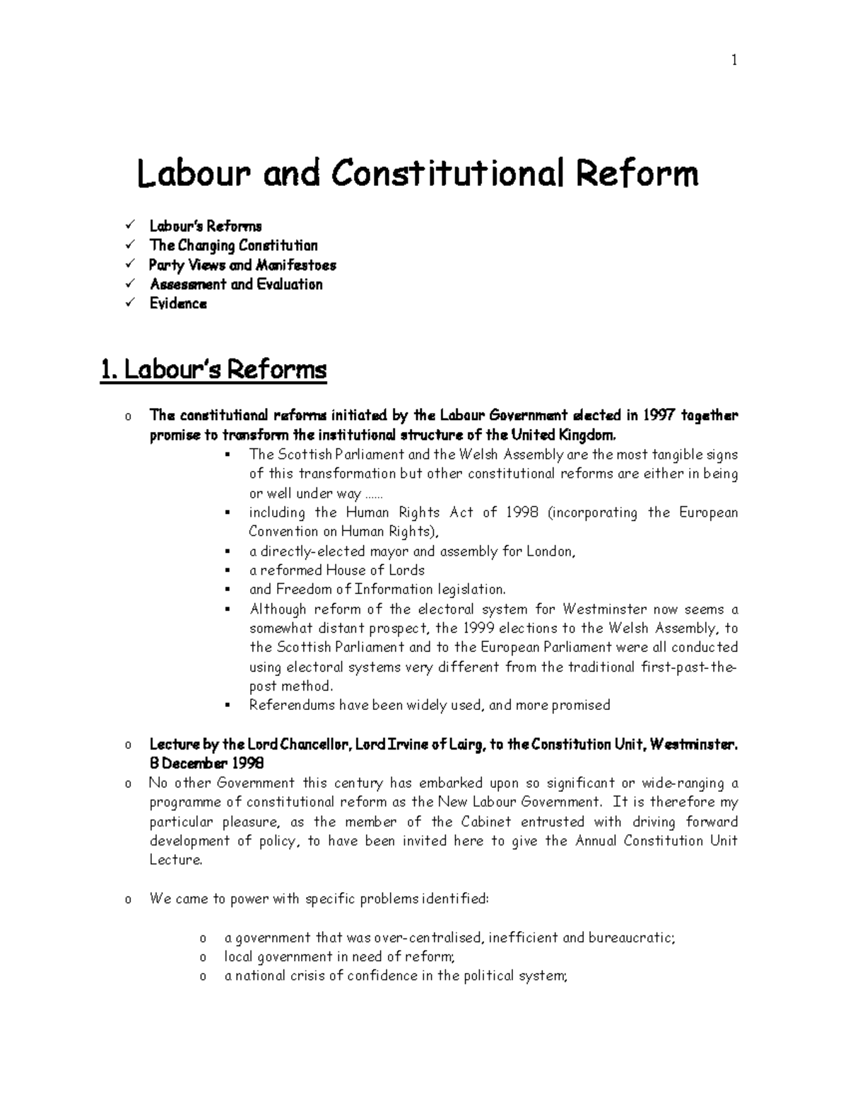 UNIT 3 Labour and Constitutional Reform - Labour and Constitutional ...