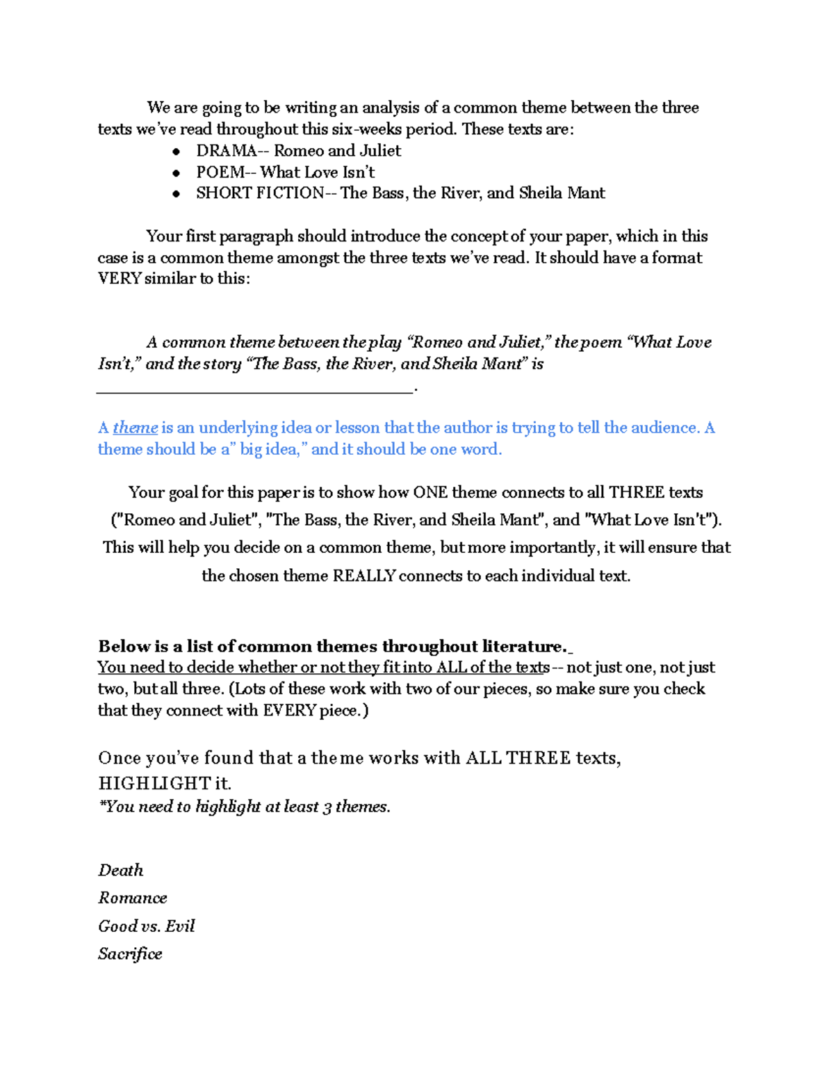 Literary Analysis Paper - We are going to be writing an analysis of a ...