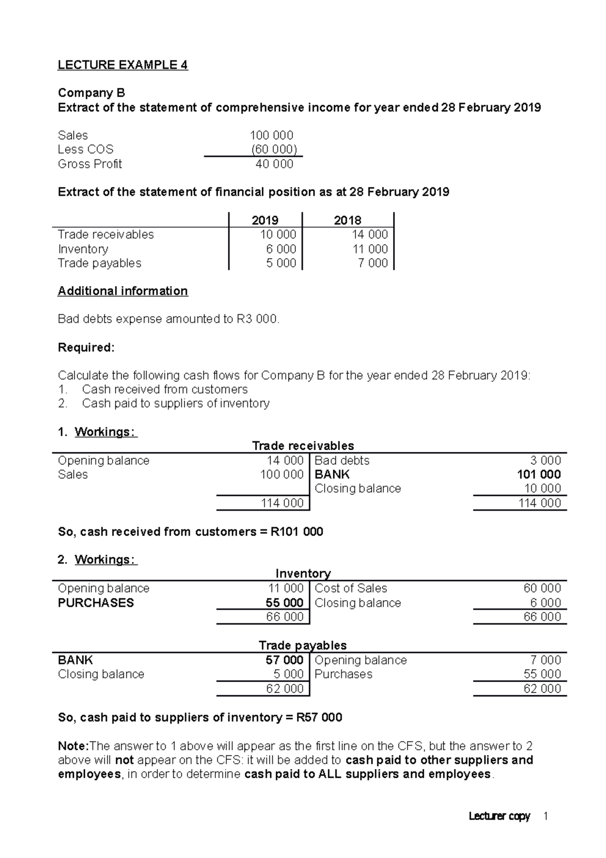 Chapter 14 lecture notes 2 - LECTURE EXAMPLE 4 Company B Extract of the ...