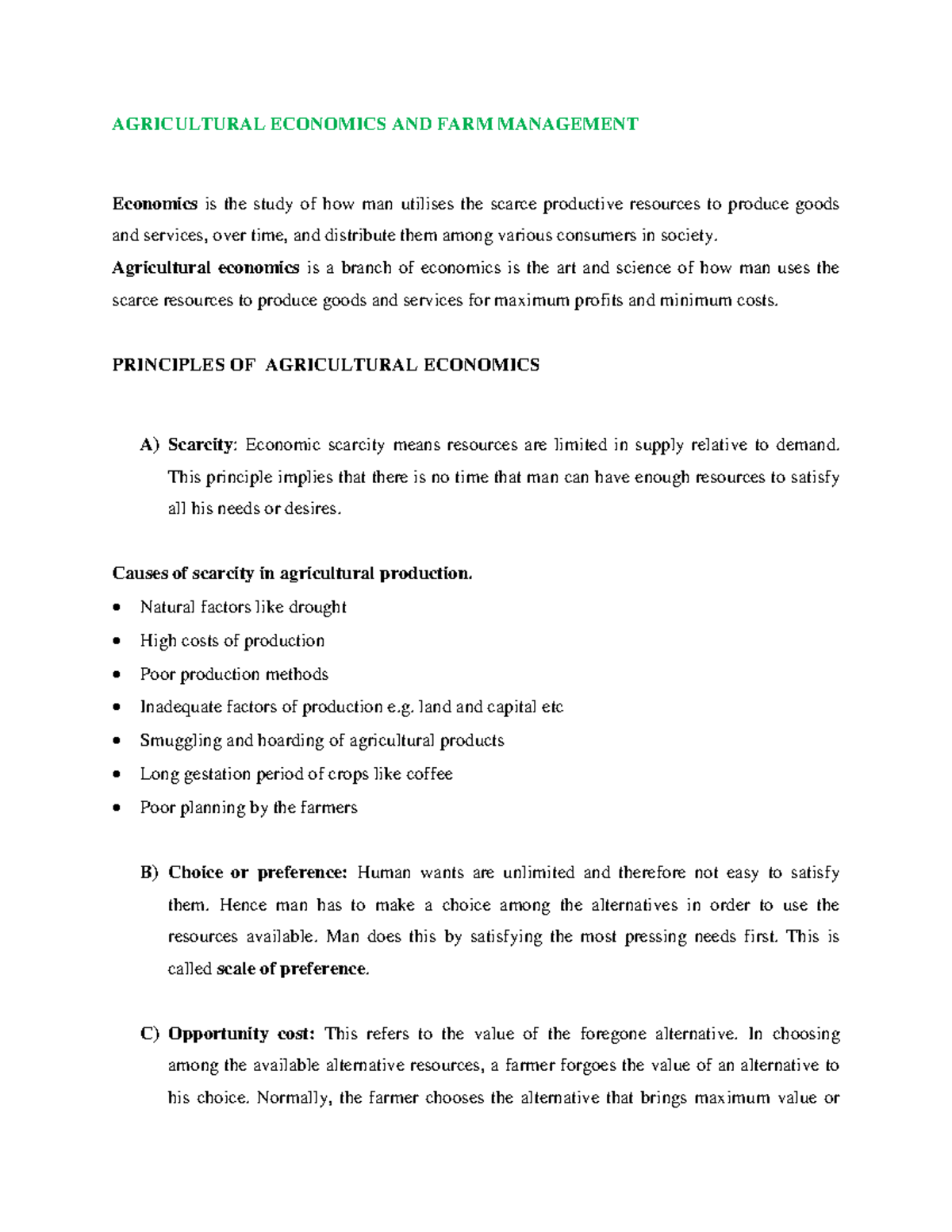 Agri econ - Please - AGRICULTURAL ECONOMICS AND FARM MANAGEMENT ...