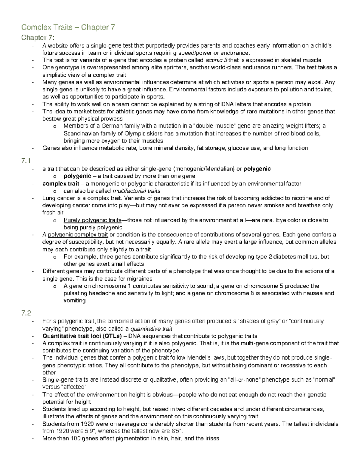 Complex Traits CH7 HGS - chapter 7 - Human Genetics - Complex Traits ...