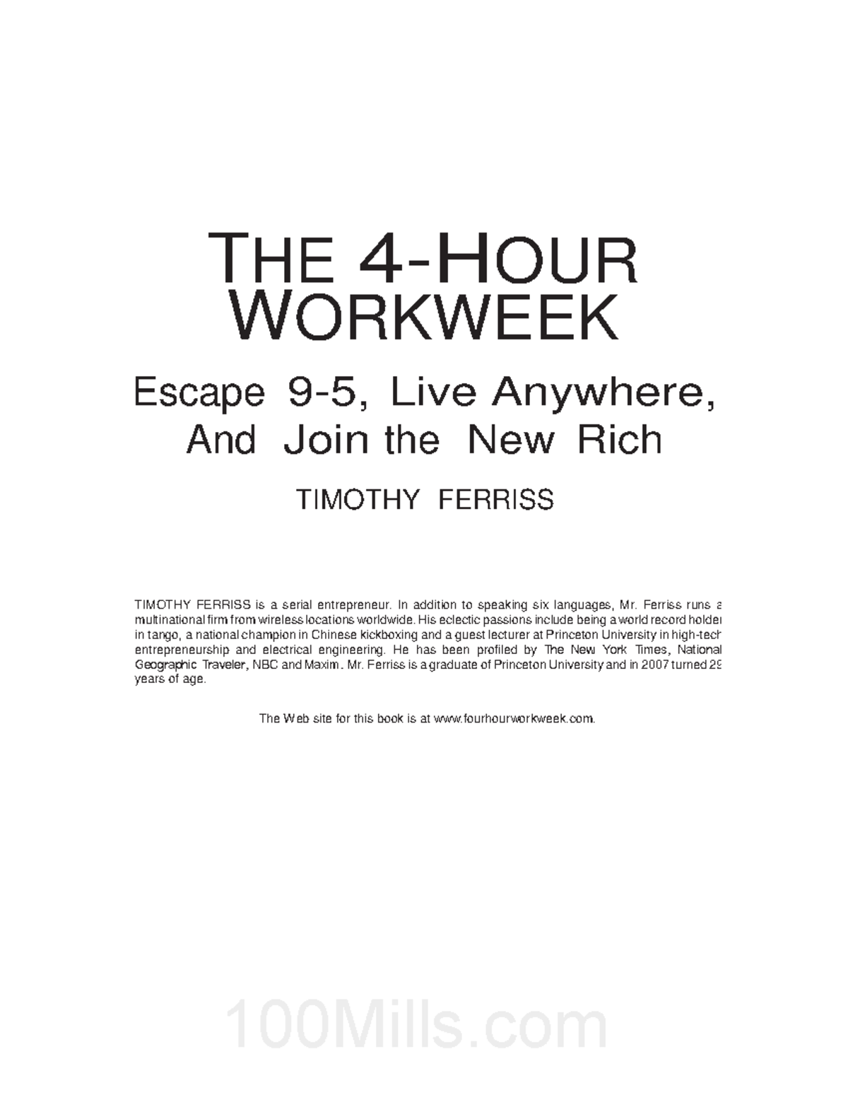 Summary Vvvvvvvv The 4-Hour Workweek - THE 4 - HOUR WORKWEEK Escape 9 - 5, Live Anywhere, And ...