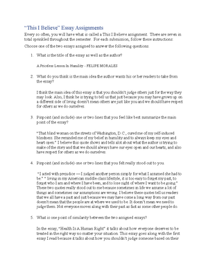 This I believe 3 Simmons Natalie - “This I Believe” Essay Assignments ...