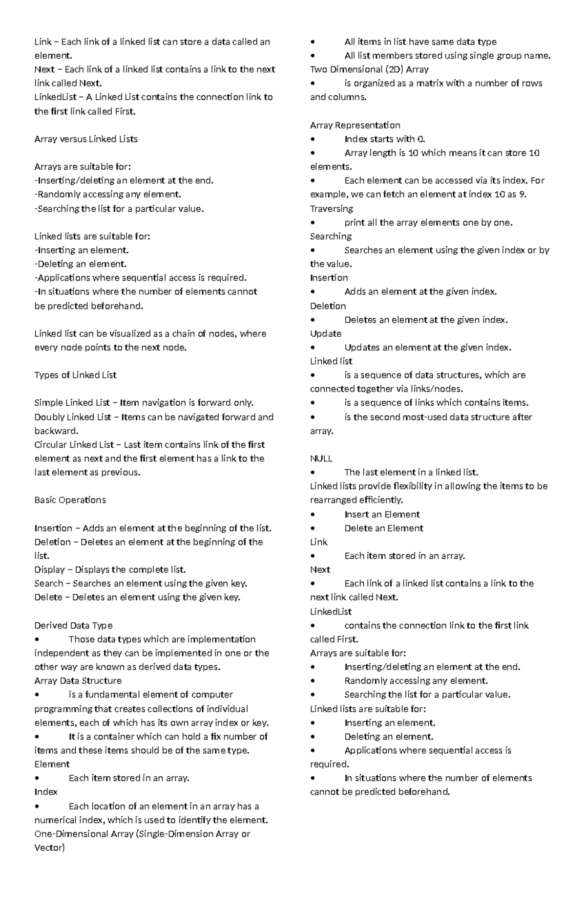 DSA Reviewer - Link − Each link of a linked list can store a data ...