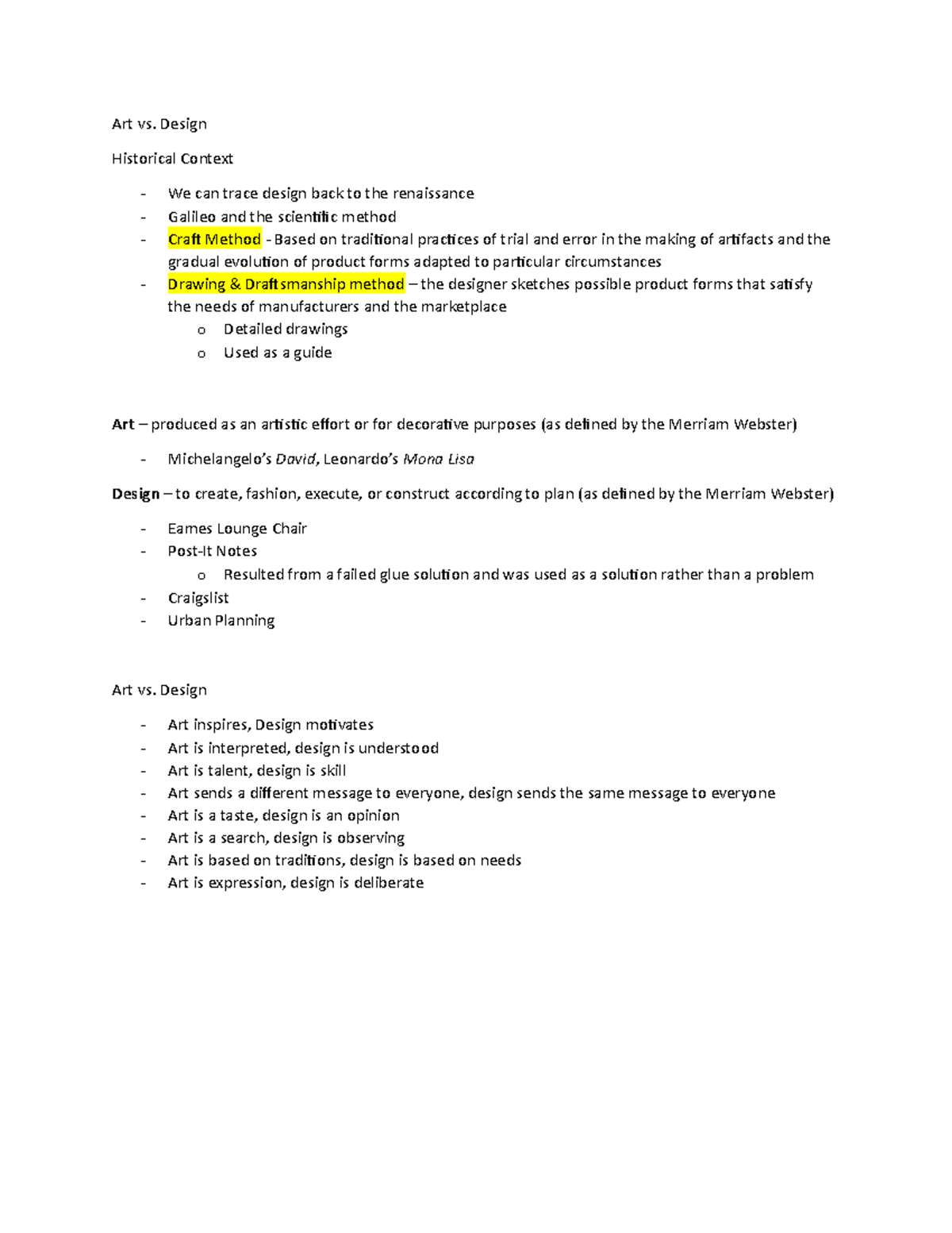 Week 1 - Art vs. Design - Art vs. Design Historical Context We can ...