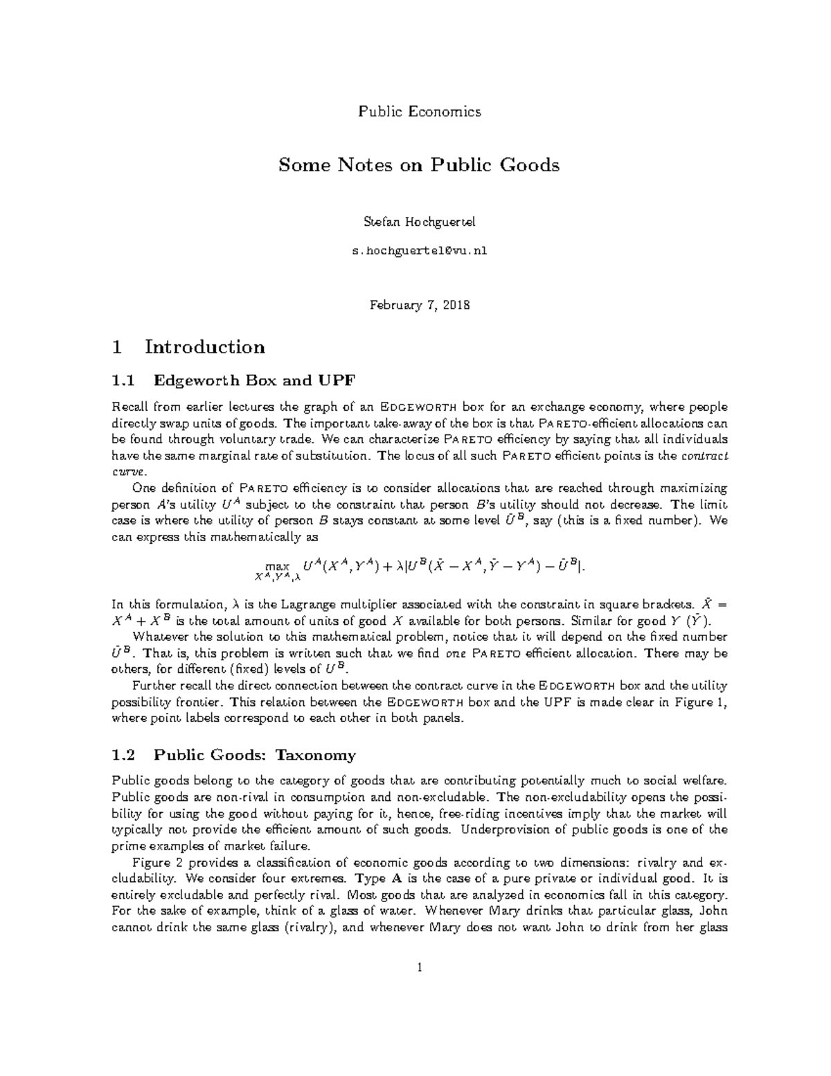 Notes on Public goods - Public Economics Some Notes on Public Goods ...