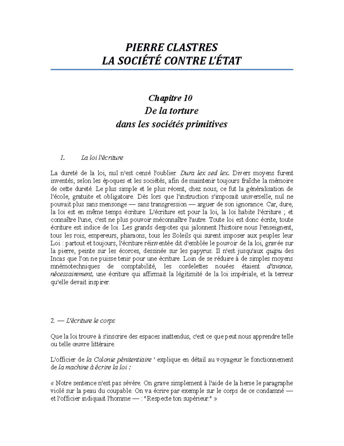Pierre Clastres - PIERRE CLASTRES LA SOCIÉTÉ CONTRE L’ÉTAT Chapitre 10 ...