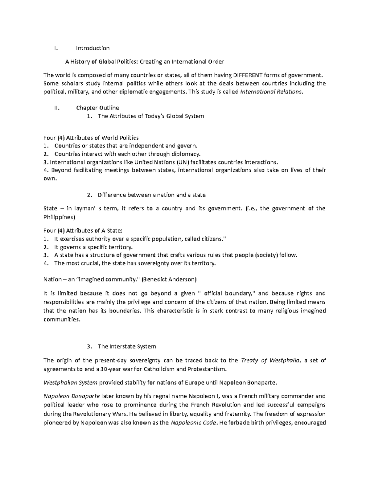 Hhh - Contemporary World - I. Introduction A History of Global Politics ...