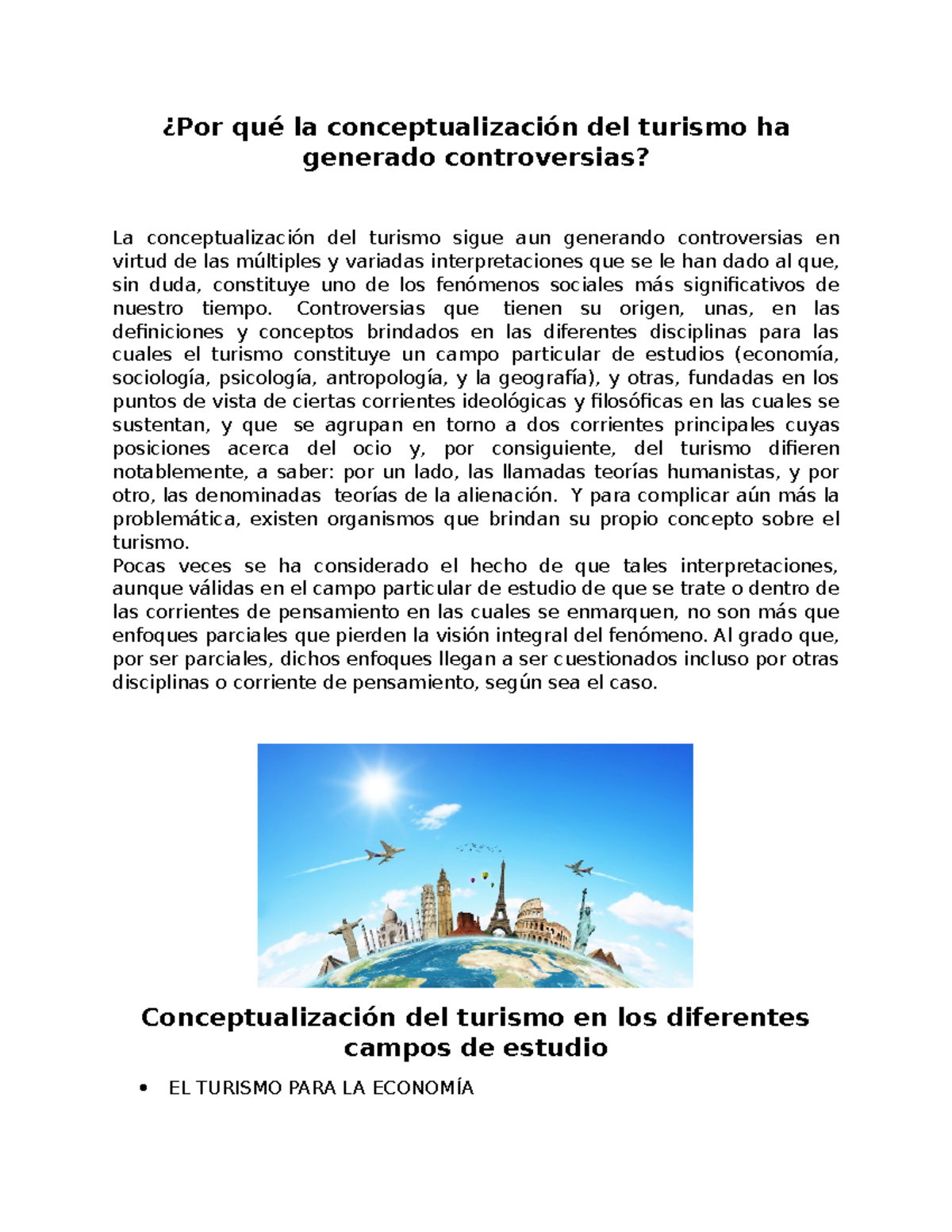 primer trabajo en grupo de introduccion al turismo - ¿Por qué la ...