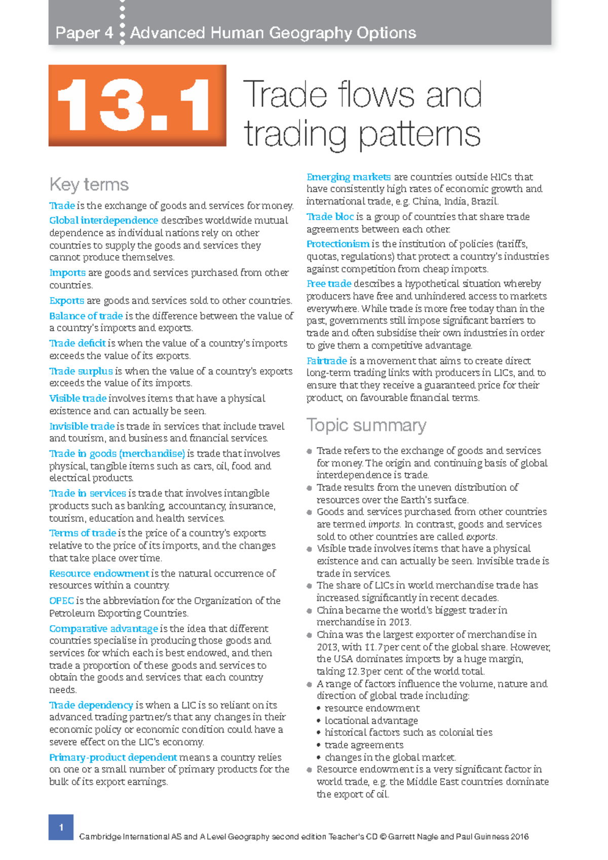 13.1 Trade flows and trading patterns - Cambridge International AS and ...