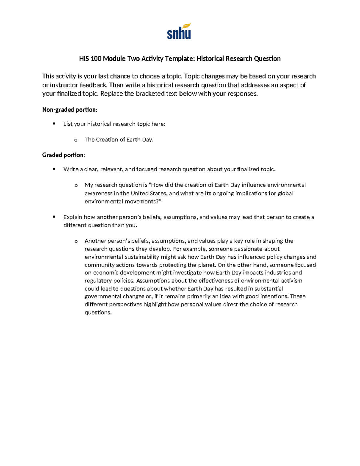 HIS 100 Module Two 2-1 Activity Research Question - HIS 100 Module Two ...