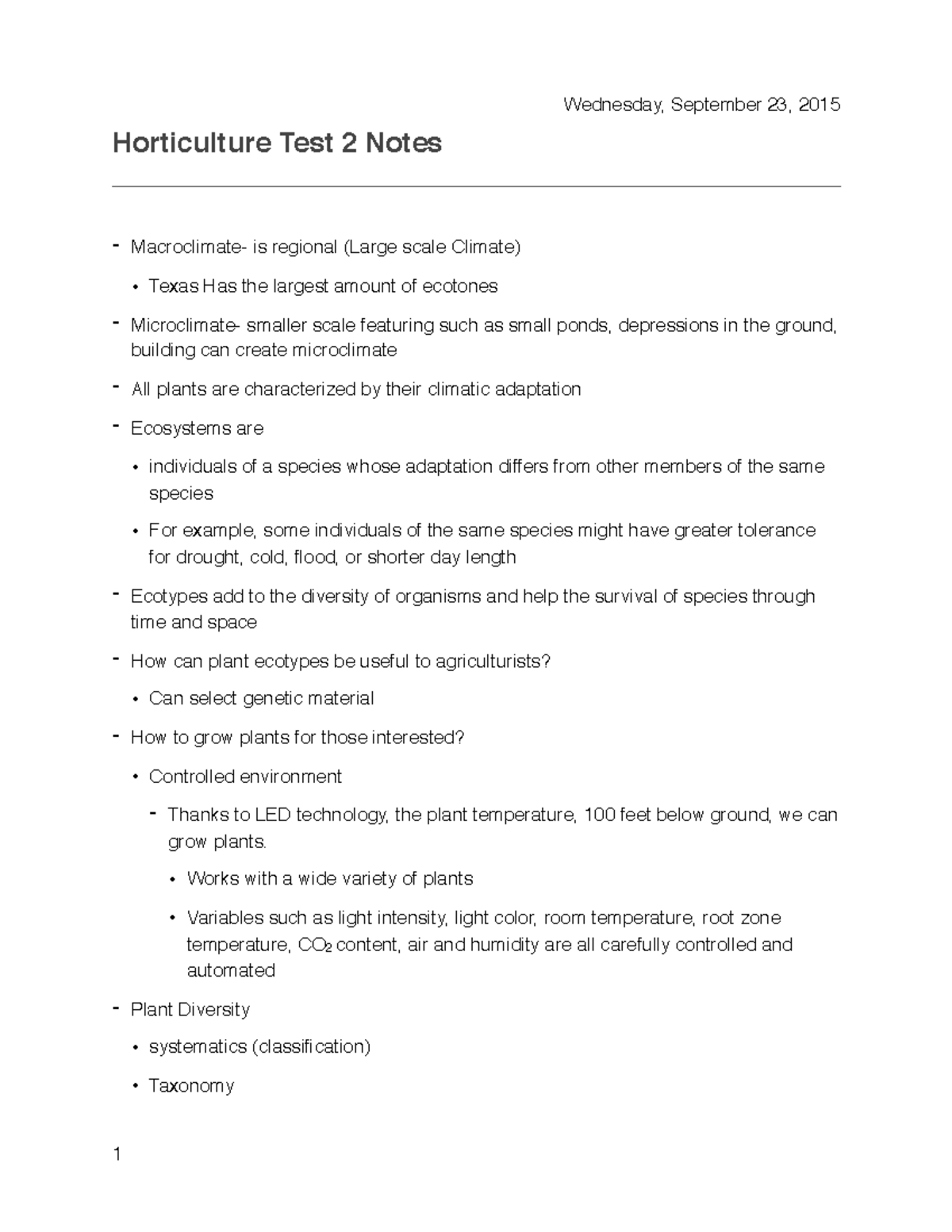 Horticulture notes 2 - Horticulture Test 2 Notes - Macroclimate- is ...