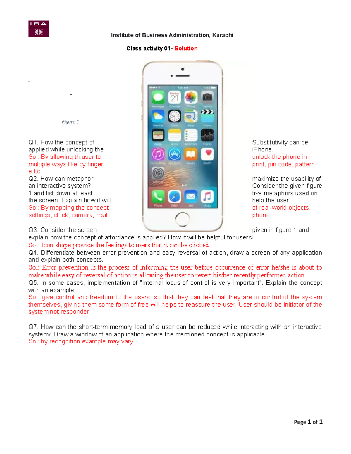 Class Activity 01 solution - GUI Design - IBA - Studocu