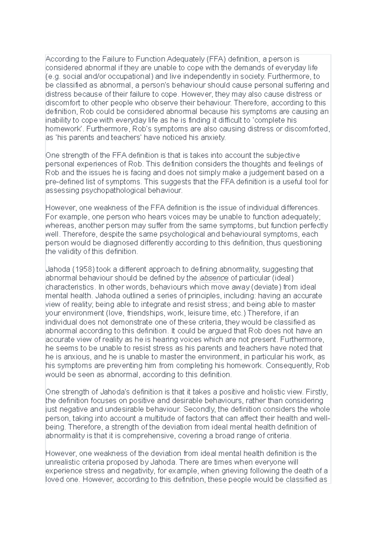 Document - Psychology - According to the Failure to Function Adequately ...