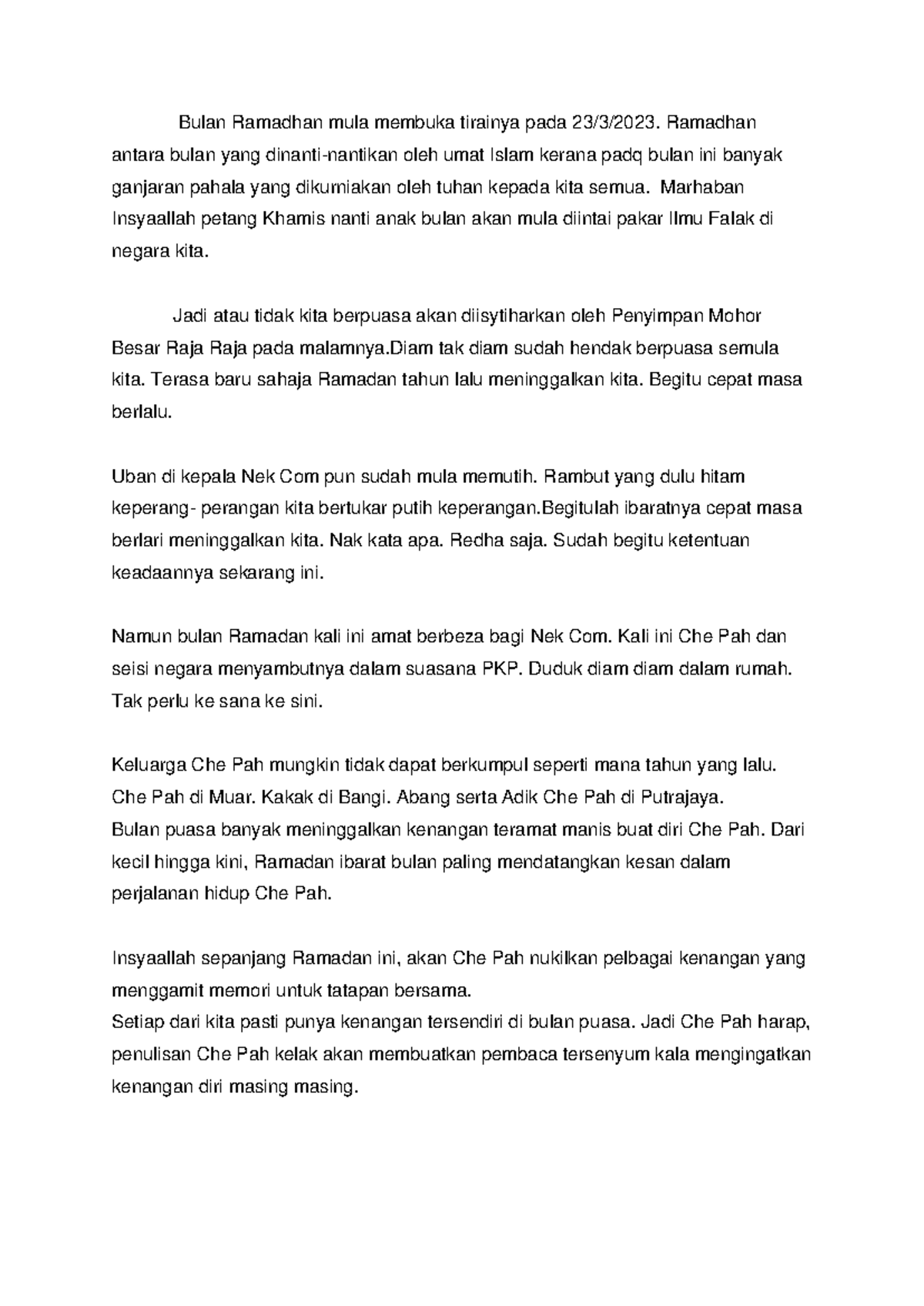 ESEI Menggamit Kenangan - Bulan Ramadhan mula membuka tirainya pada 23 ...