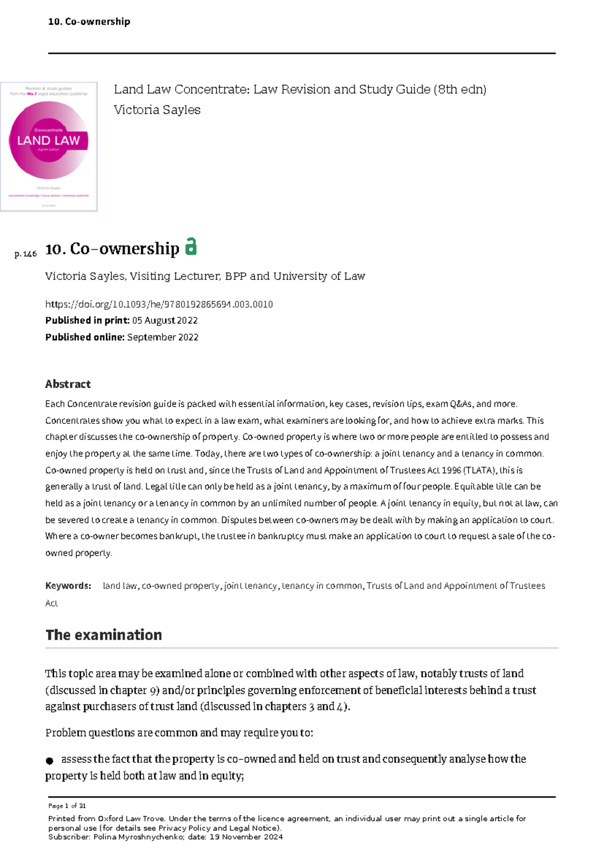 Concentrate co-ownership - Page 1 of 31 Printed from Oxford Law Trove ...