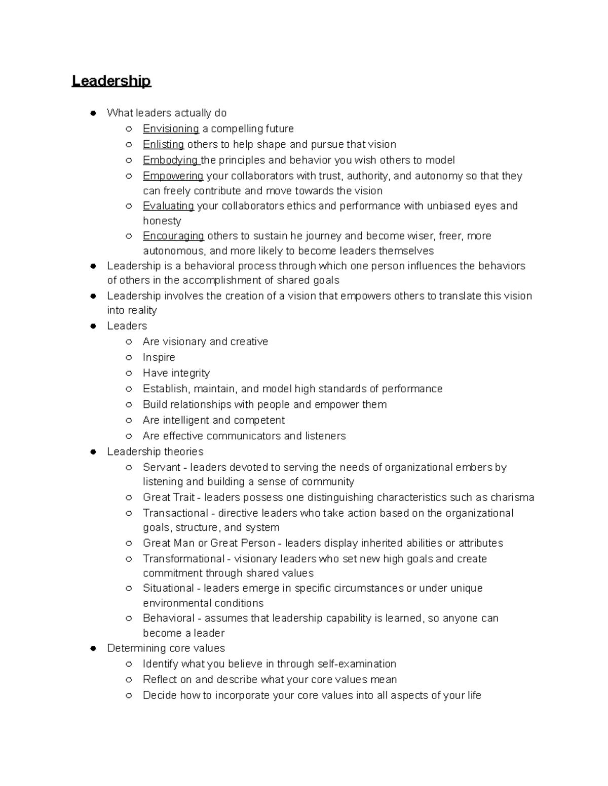 Sports management unit 1 - Leadership What leaders actually do ...