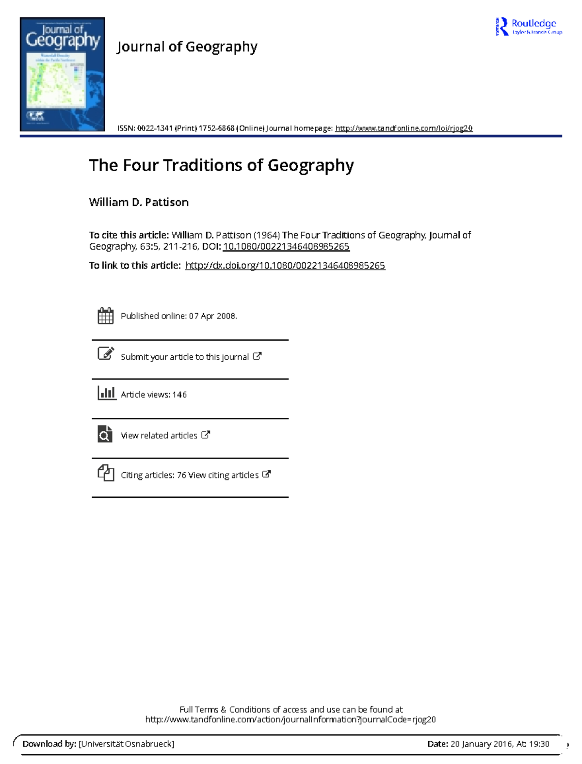 3. Pattison, William D. (1964)- The Four Traditions of Geography - Full ...