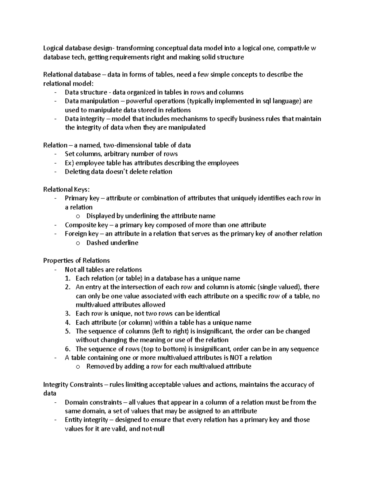 Chapter 4 - Logical database design- transforming conceptual data model into a logical one ...