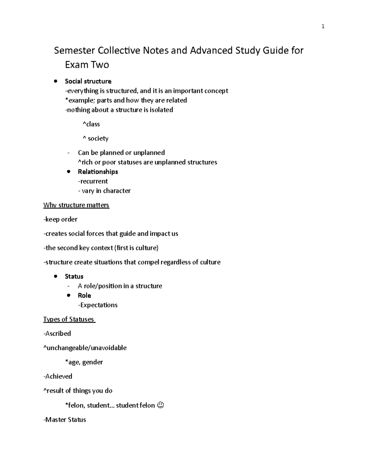 Sociology Semester Collective Notes and Advanced Study Guide for Exam ...