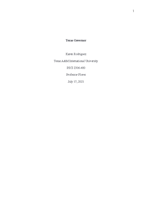 Texas Government - Essay Assignment. - Karen Rodriguez Professor Flores ...