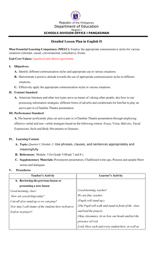 Detailed Lesson Plan- English 10 Textual Aids - GRADES 1 to 12 DAILY ...