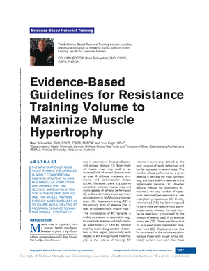 Evidence based resistance training recommendations for muscular hypertrophy - Medicina Sportiva ...