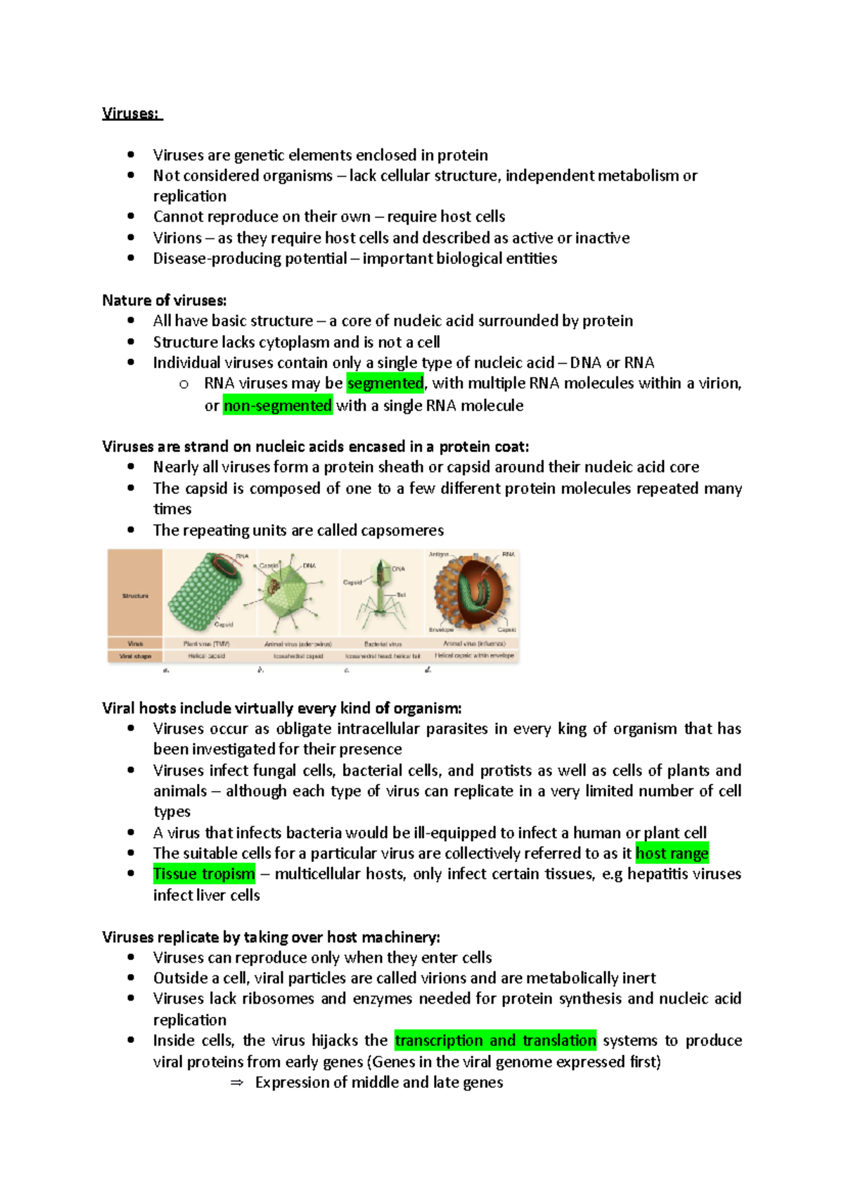 Biodiversity Lecture Notes - Viruses: Viruses are genetic elements ...