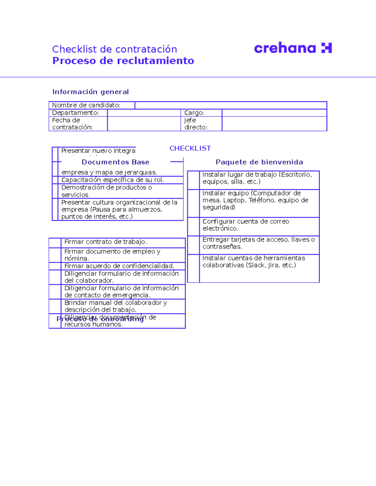 Checklist de contratacion para un proceso de reclutamiento - Checklist de contratación Proceso ...