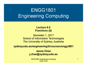 Lecture 5 1 - sss - ENGG1801 Engineering Computing Lecture 5-1 Loops (1) Semester 1, 2017 School ...