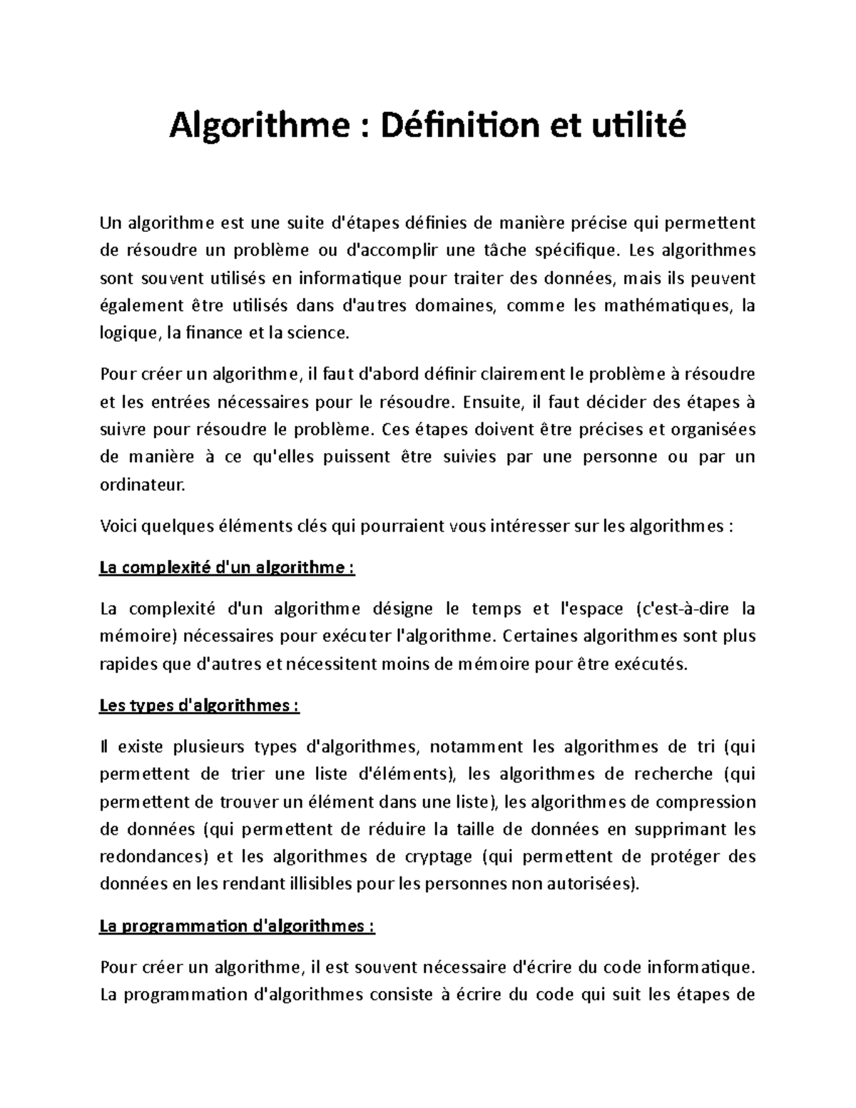 Algorithme: Définition et utilité - Les algorithmes sont souvent ...
