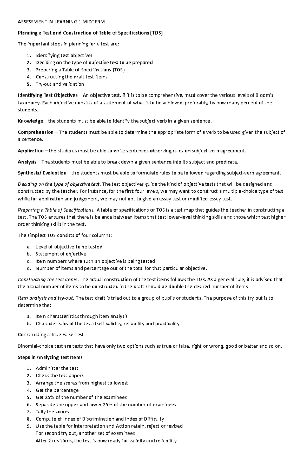 Assessment IN Learning 1 Midterm - ASSESSMENT IN LEARNING 1 MIDTERM ...