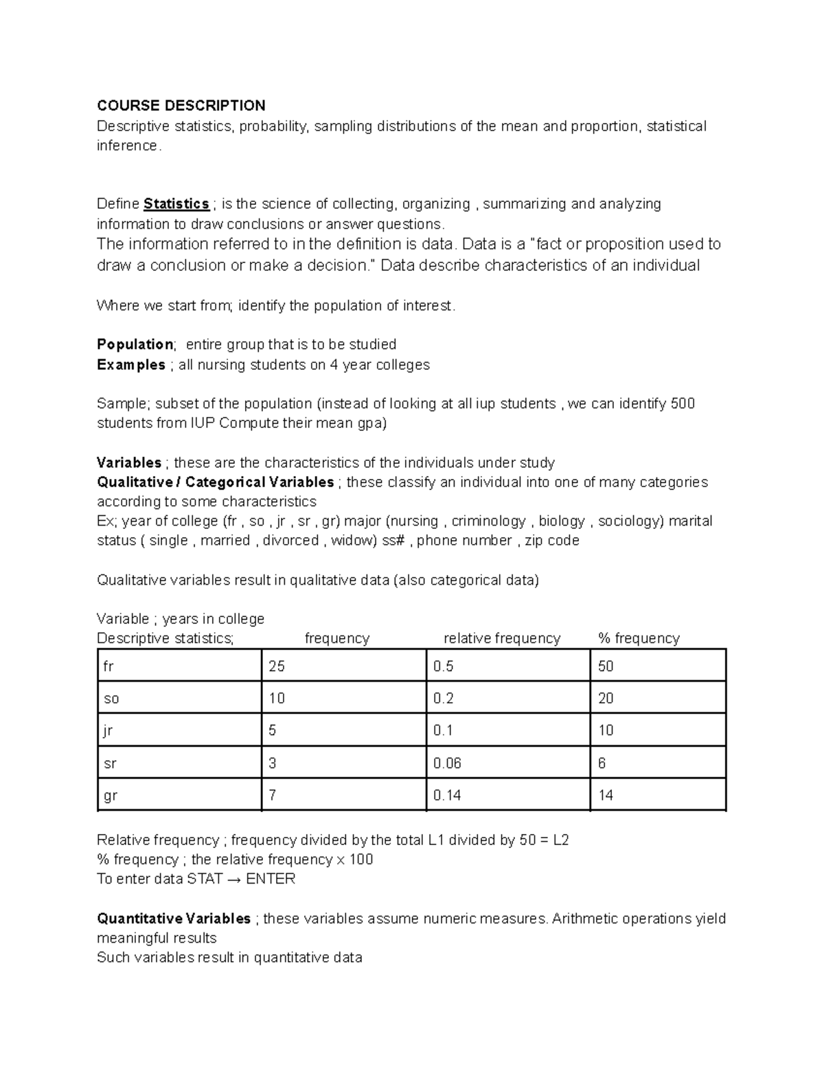Math 217-002 Notes 1 - COURSE DESCRIPTION Descriptive statistics ...
