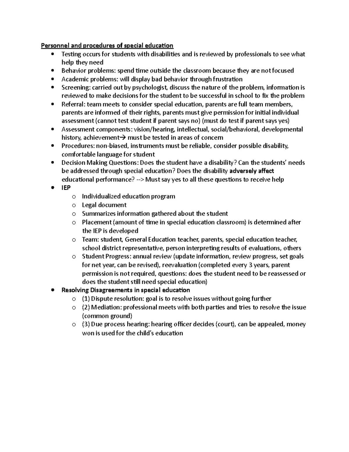 Chapter 2 notes - Personal and Procedures of Special Education ...