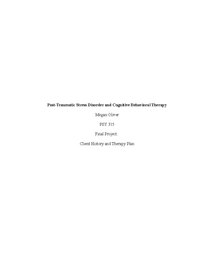 PSY 315 Final - 7-3 Final Project: Client History and Therapy Plan ...