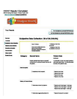 Shadow Health Health History TIna Jones - Health History Results ...