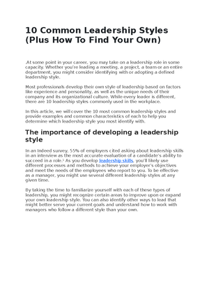 10 Common Leadership Styles - 10 Common Leadership Styles (Plus How To ...