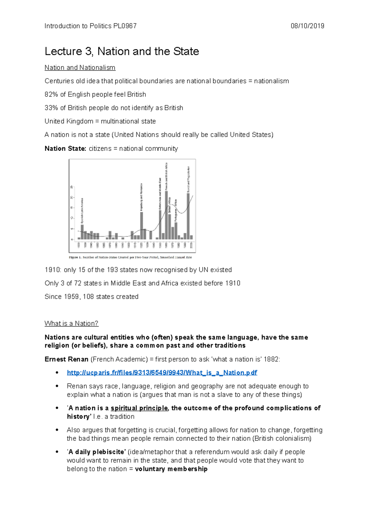 Lecture 3 Nation and the State - Introduction to Politics PL0967 08/10 ...